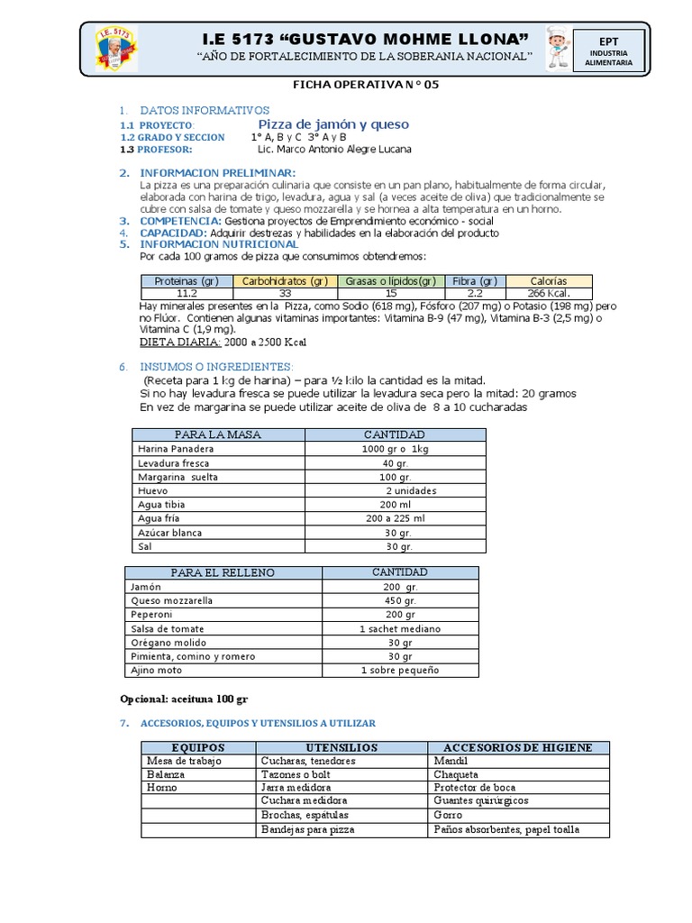 Ficha 05-Pizza | PDF | Pizza | Panes
