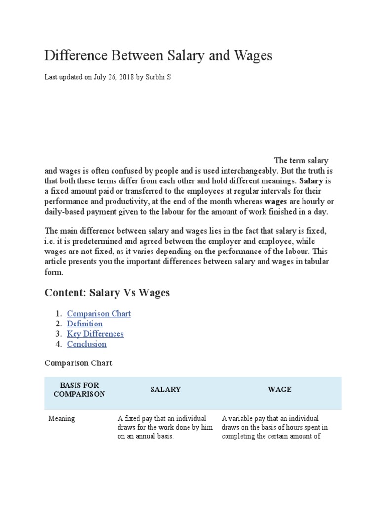 Difference Between Salary and Wages Explained | PDF | Salary | Employment