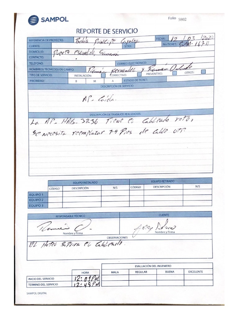 Reporte de Servicio | PDF