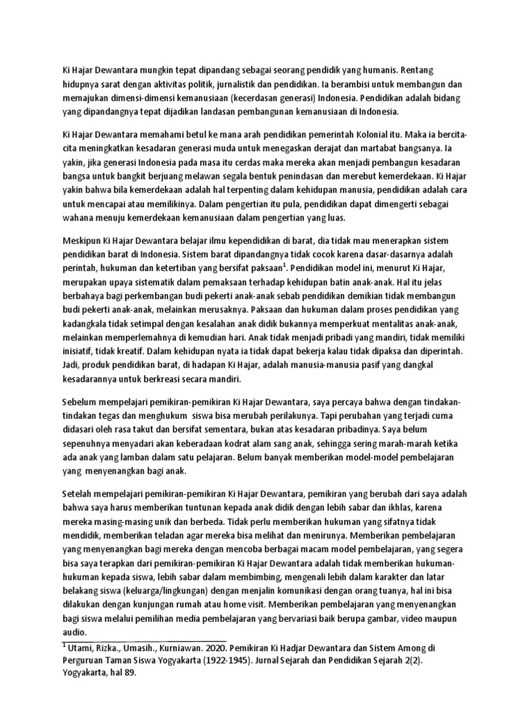 Pemikiran Ki Hajar Dewantara: Pendidikan Humanis di Taman Siswa | PDF