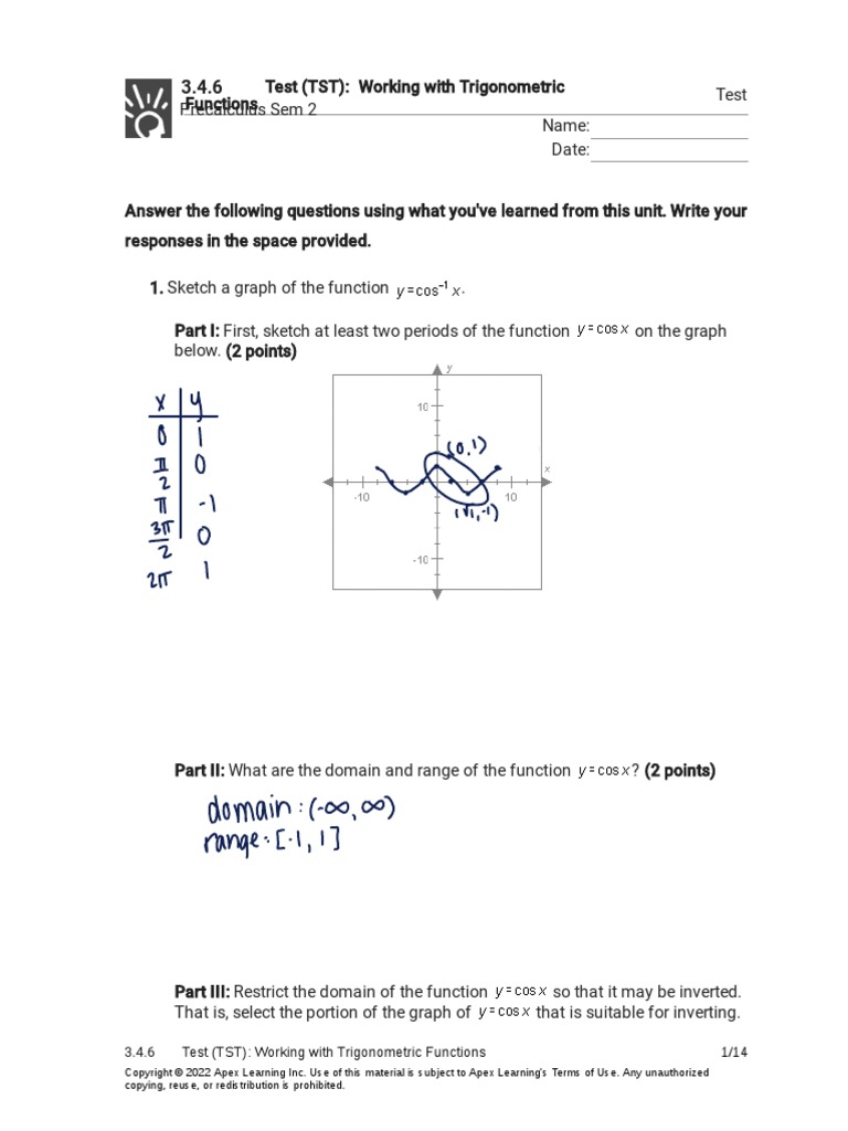 Trigonometric Functions Test Guide | PDF | Geometry | Combinatorics
