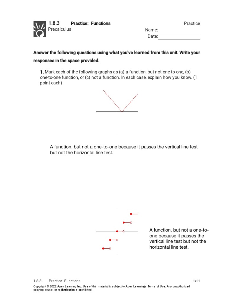 1.8.3 Practice - Functions (Practice) | PDF | Linearity | Mathematical Objects