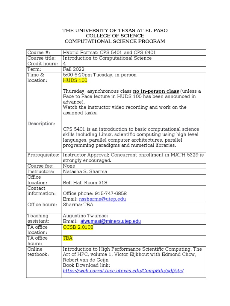 CPS 5401syllabus | PDF | Parallel Computing | Message Passing Interface