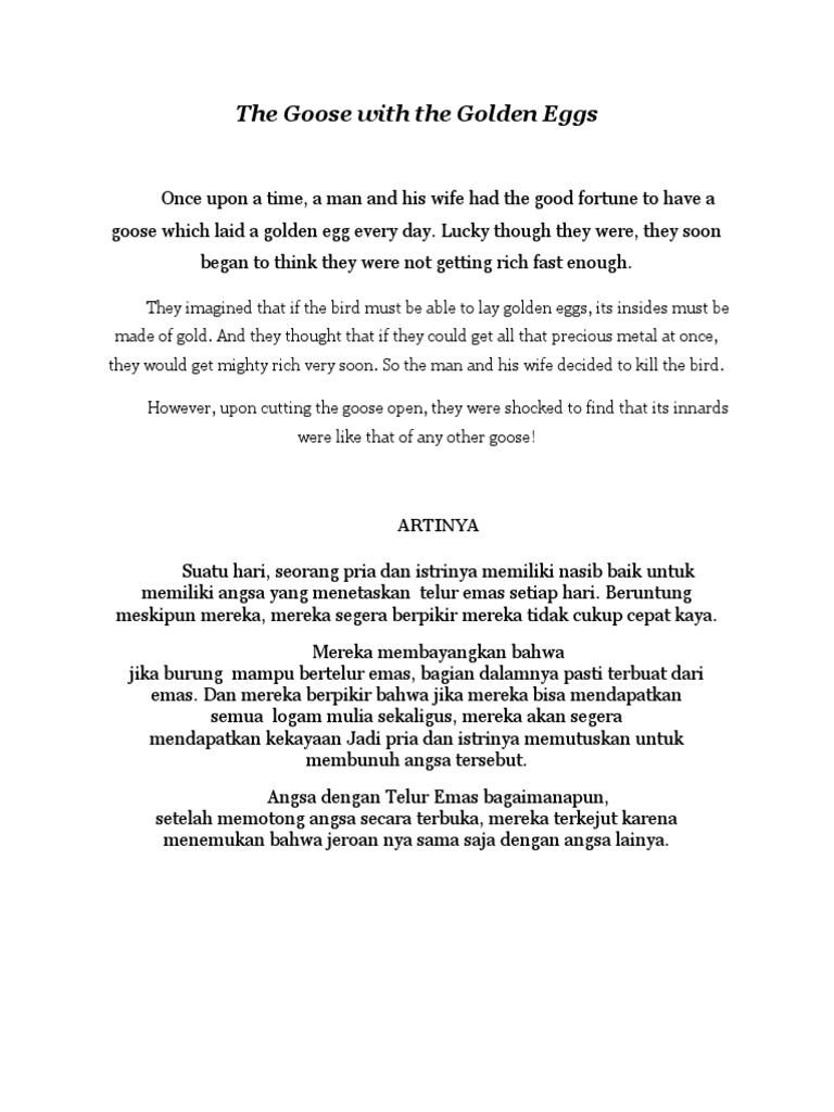 The Goose With The Golden Eggs | PDF