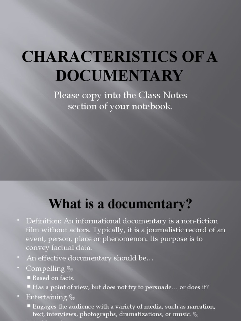 Characteristics of A Documentary | PDF
