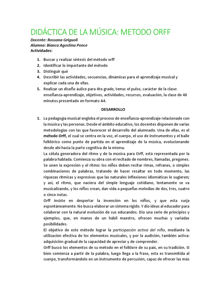 Metodo Orff | PDF | Aprendizaje | Ritmo