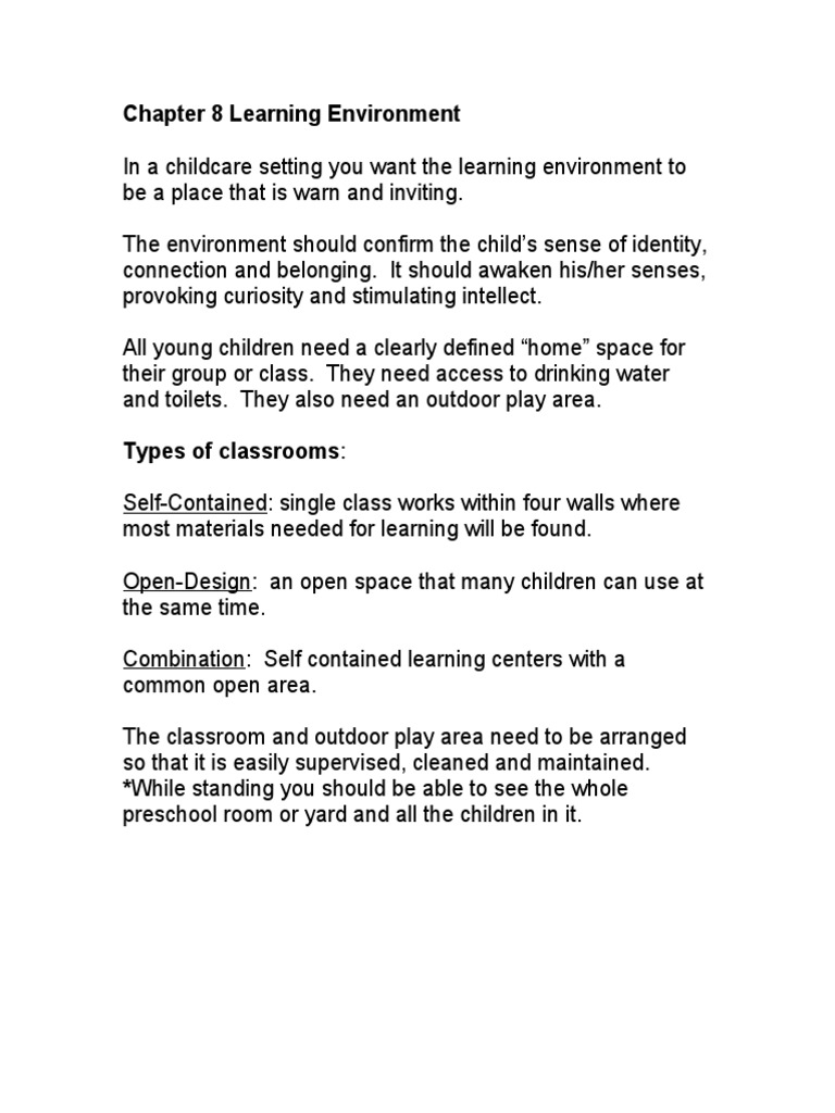 Chapter 8 Lecture Notes | PDF | Classroom | Preschool