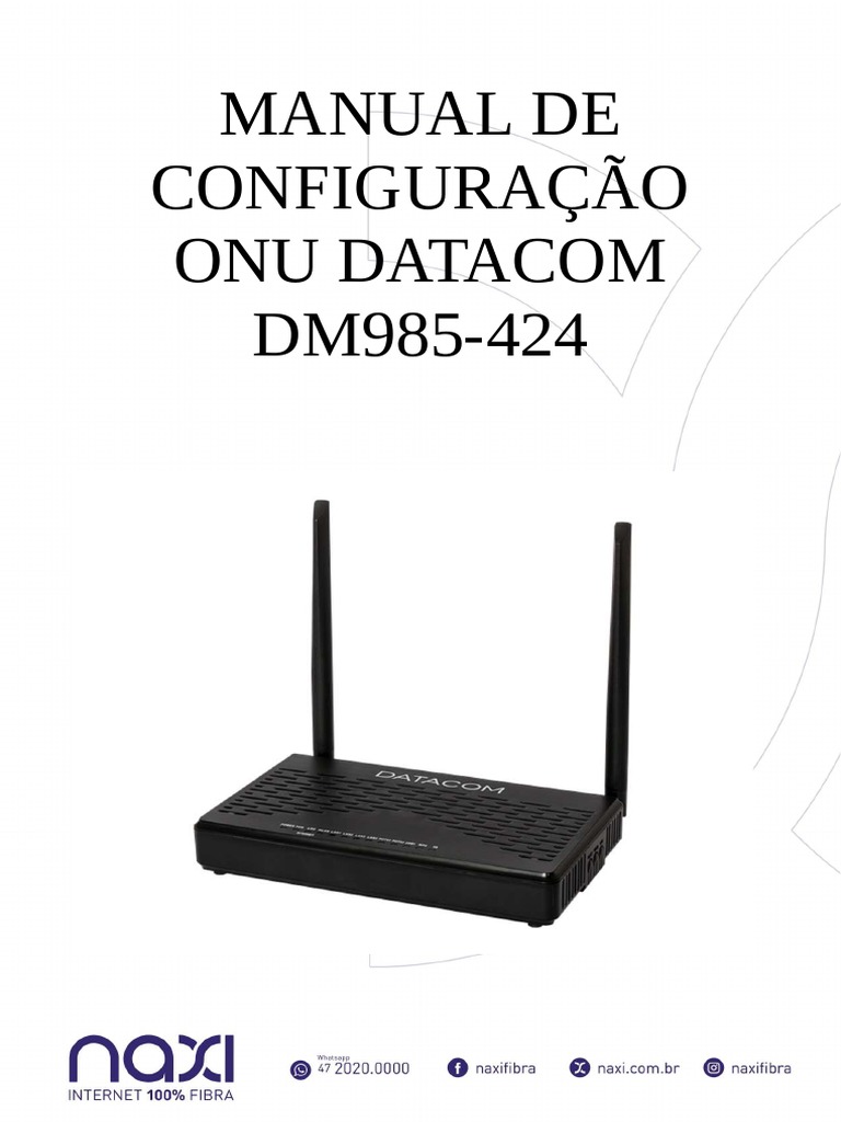 Configuração Completa do Roteador ONU DATACOM DM985-424 | PDF ...