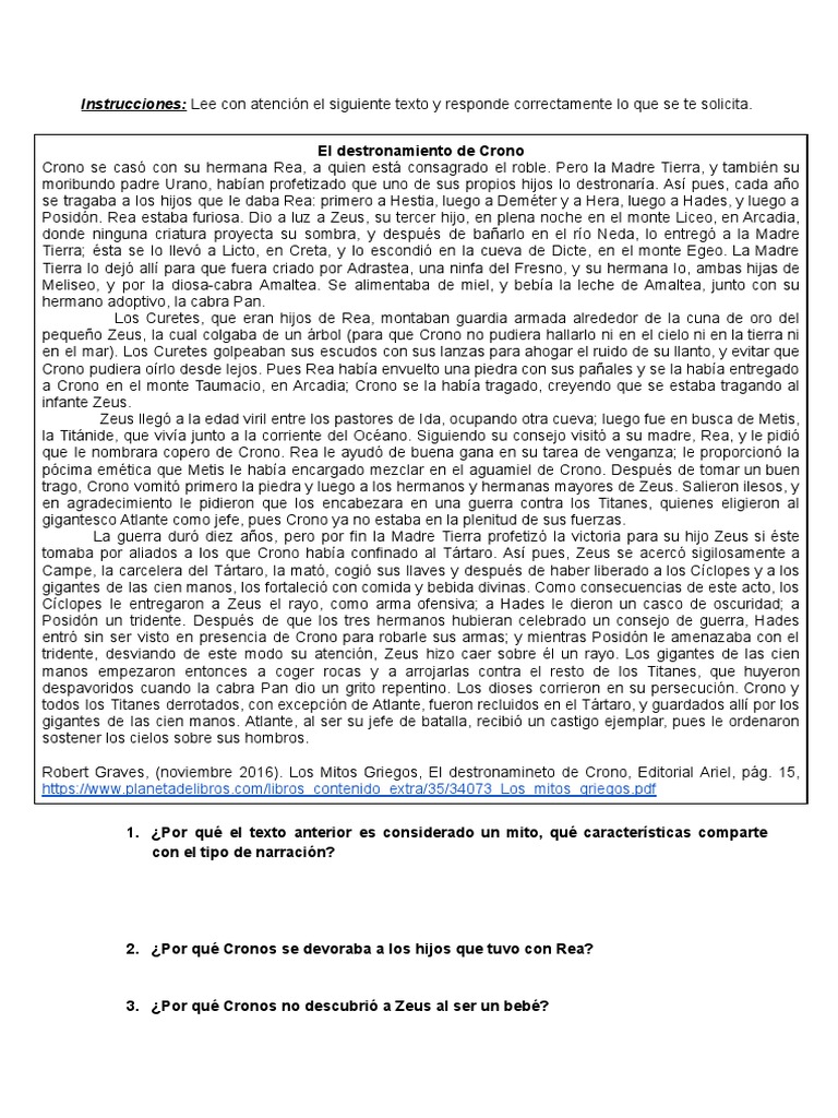 Mito y Leyenda Grupo 32 BS | PDF | Zeus | Deidades griegas