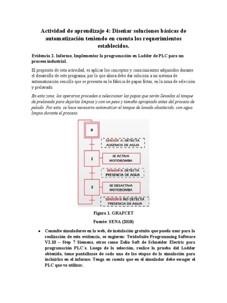 Evidencia 2. Informe, Implementar La Programación en Ladder de PLC para ...