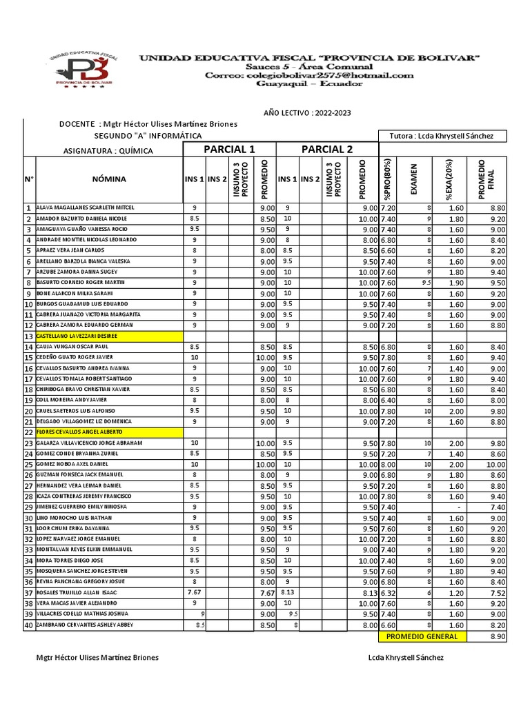 QUÍMICA 2° A INFORMÁTICA | PDF