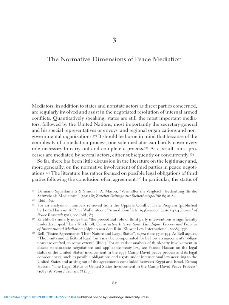 The Normative Dimensions of Peace Mediation | PDF | Mediation | International Committee Of The ...
