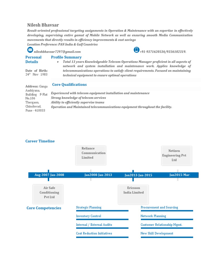 Nilesh Bhavsar Resume | PDF | Telecommunications | Computer Network
