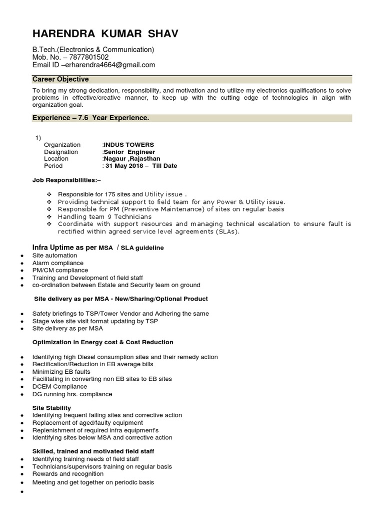 Harendra Kumar Resume | PDF | Service Level Agreement | Computer Engineering