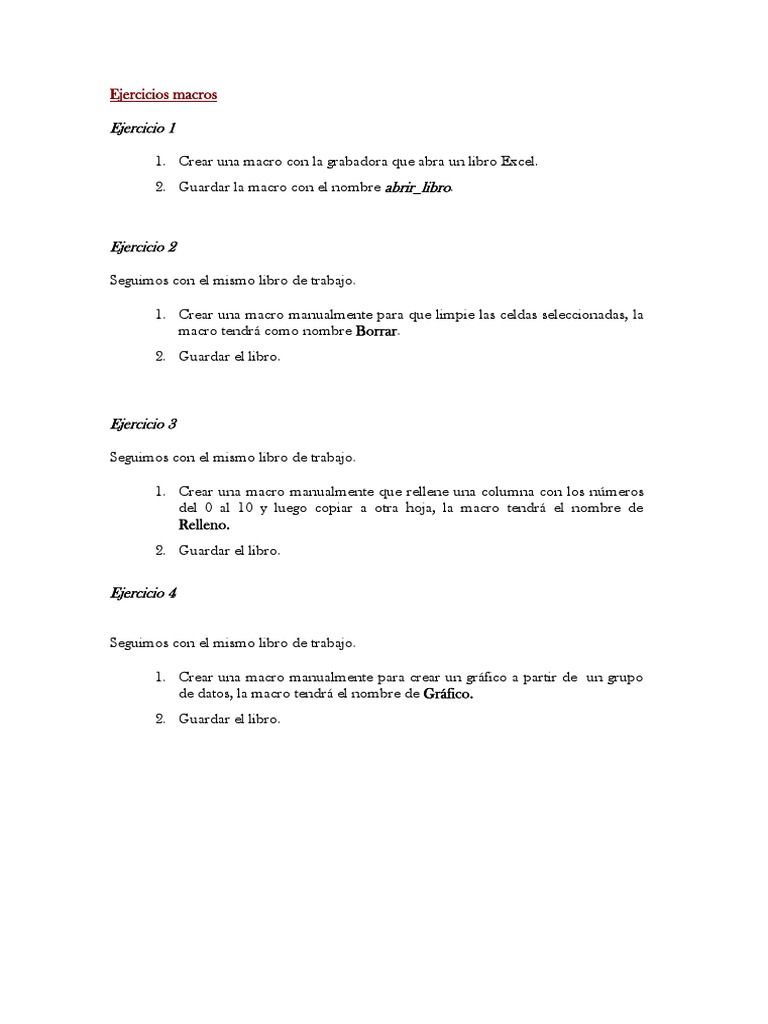 Tema 3 - Ejercicios Macros - Excel | PDF