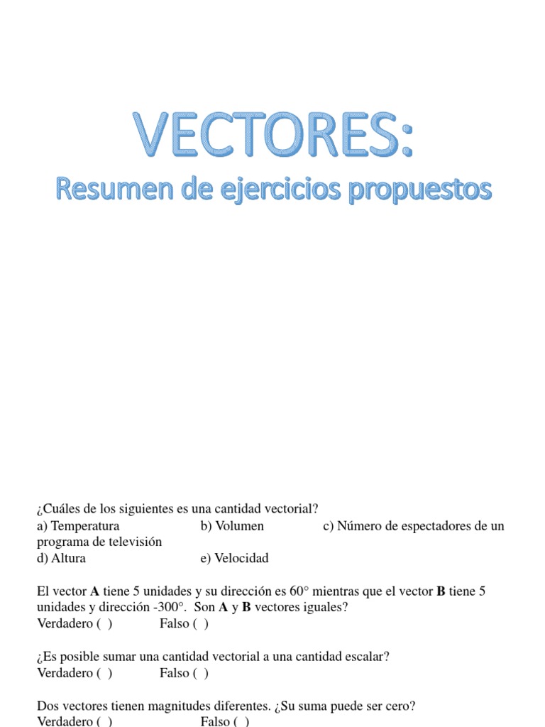 Vectores - Ejercicios Propuestos | PDF | Vector Euclidiano | Álgebra lineal