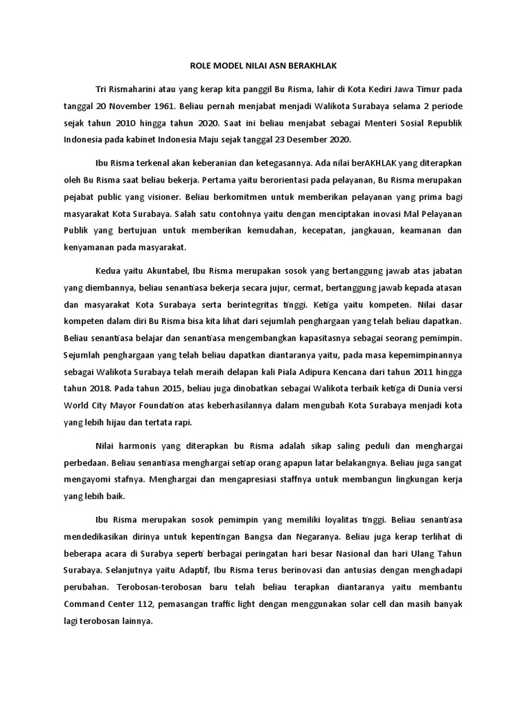Teladan ASN Berakhlak: Tri Rismaharini | PDF