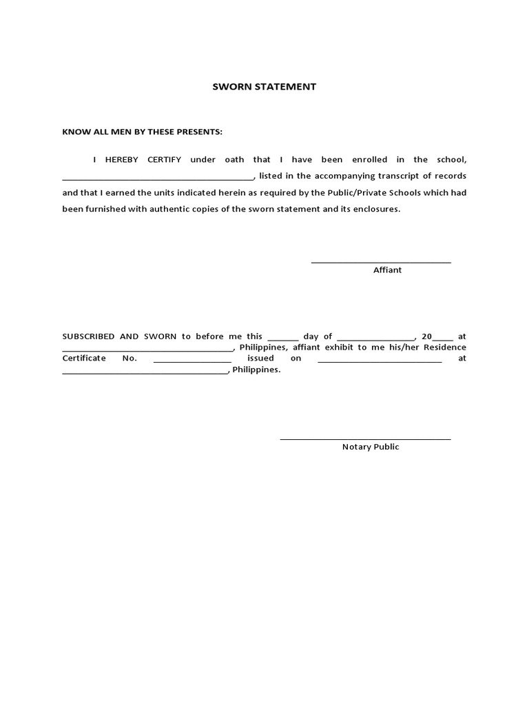 Sworn Statement | PDF | Career & Growth | Law