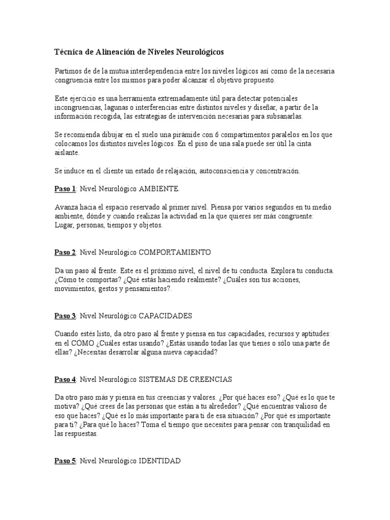 Técnica de Alineación de Niveles Neurológicos | PDF | Comportamiento ... Técnica de Alineación de Niveles Neurológicos | PDF | Comportamiento ...