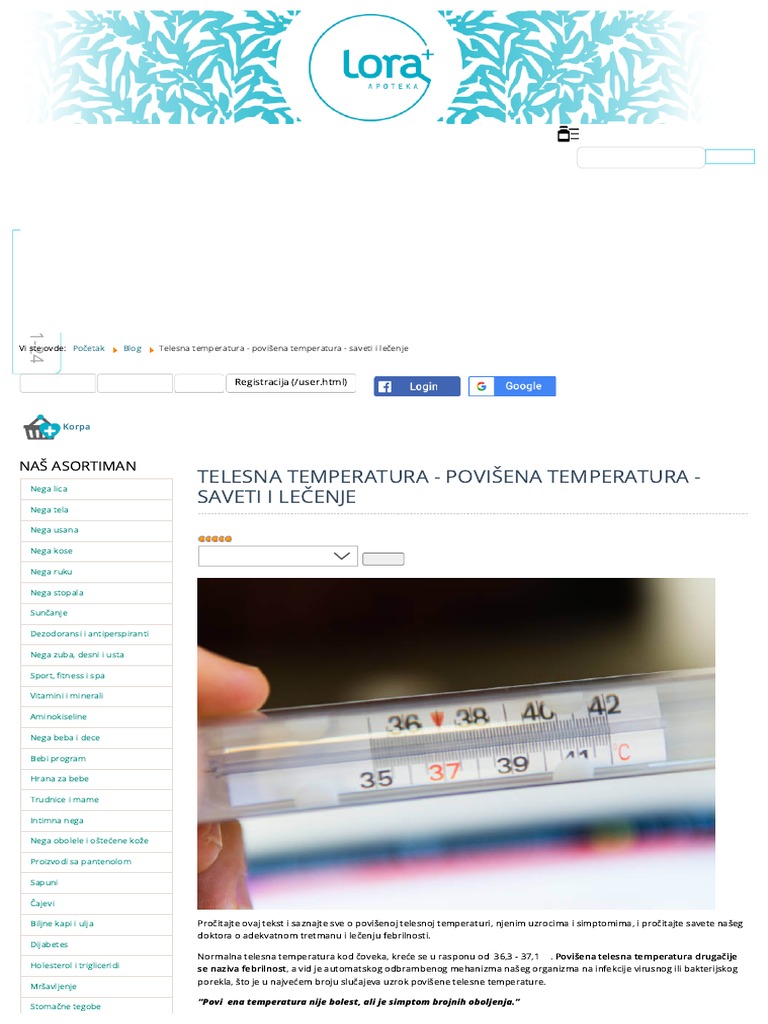 Telesna Temperatura - Povišena Temperatura - Saveti I Lečenje | PDF