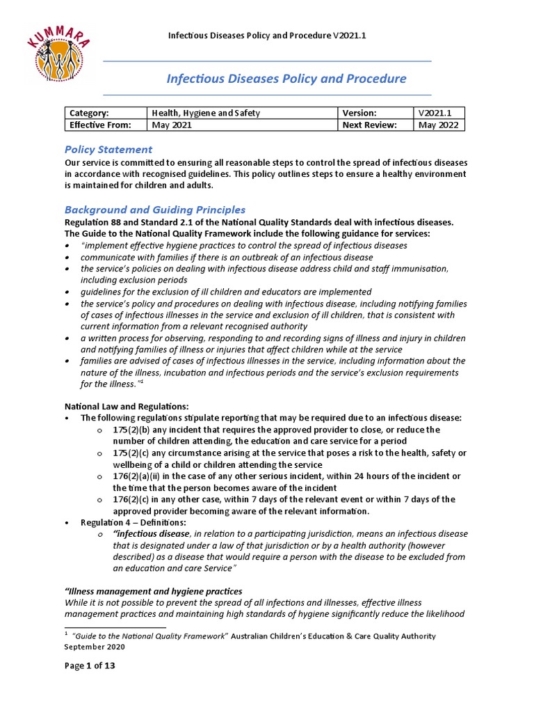 Infectious Diseases Policy and Procedure V2021.1 | PDF | Pathogen ...