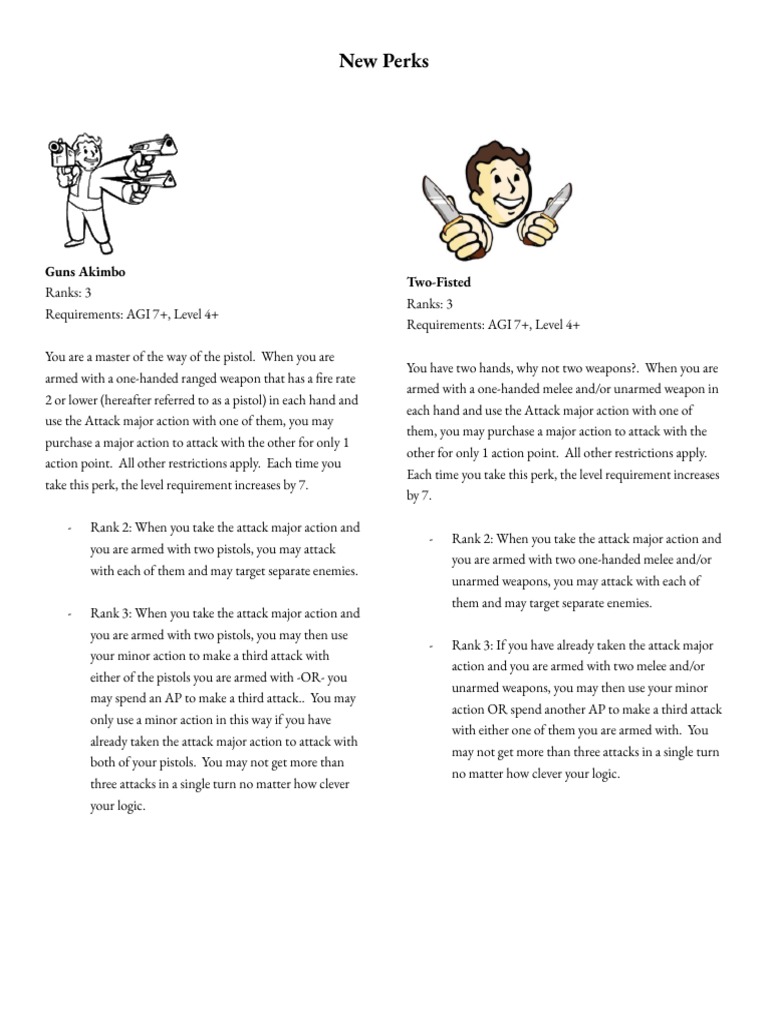 Fallout RPG New Perks | PDF | Role Playing Games