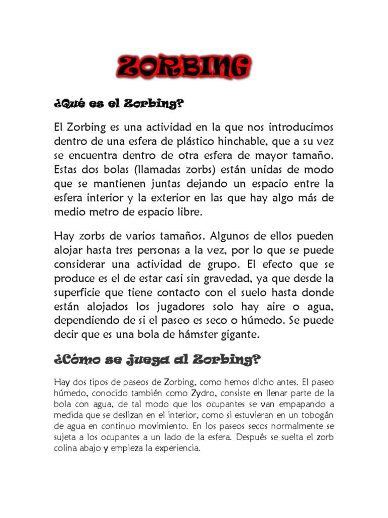 ZORBING | PDF