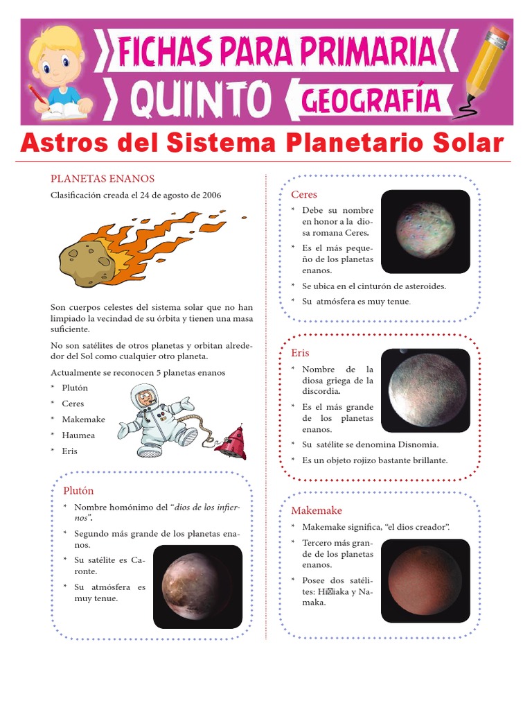 Astros Del Sistema Planetario Solar para Quinto Grado de Primaria | PDF ...