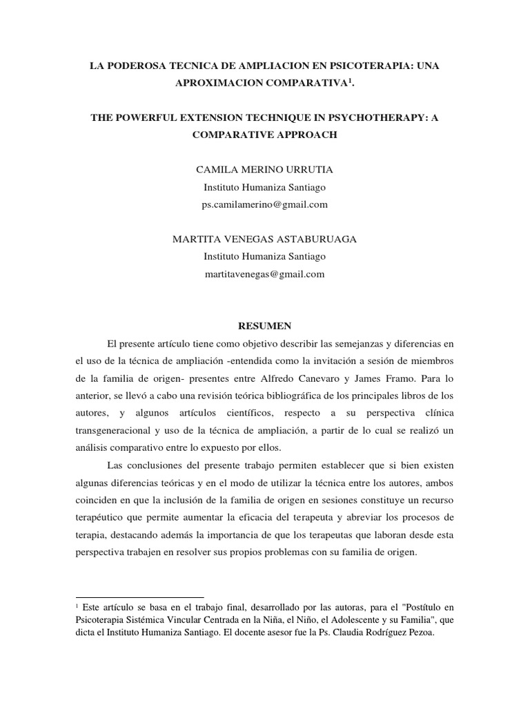 Comparativa de la Técnica de Ampliación en Psicoterapia | PDF ...