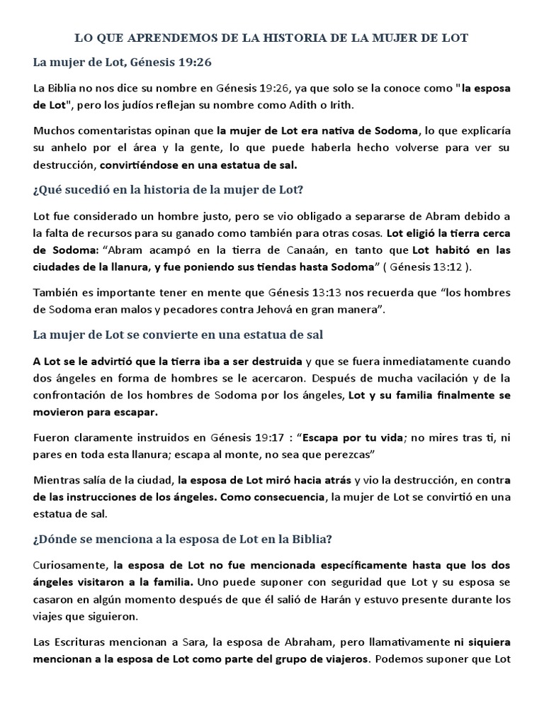 Lo Que Aprendemos de La Historia de La Mujer de Lot | PDF | Abrahán | Creencia religiosa y doctrina