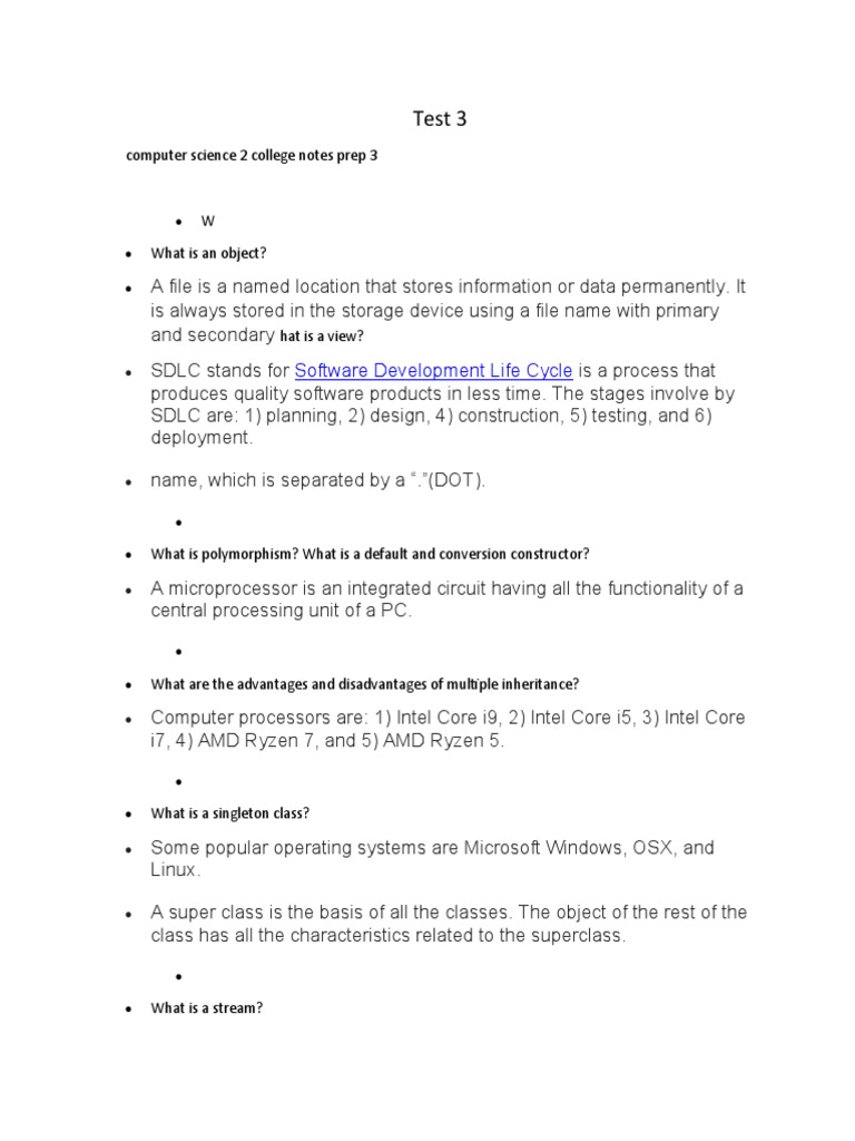 Test 3 Computerscience2 Cpsc2600 Notes3 Pdf Class Computer Programming Method Computer