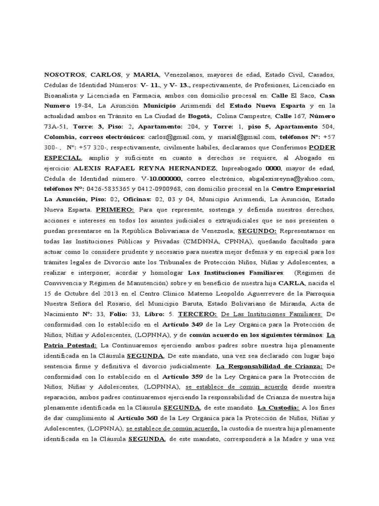 PODER ESPECIAL Divorcio | PDF | Justicia | Crimen y violencia