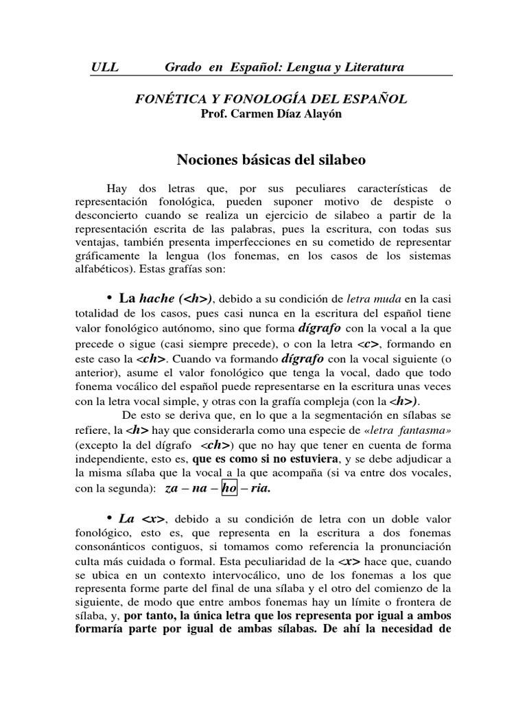 Teoría De La Sílaba Pdf Vocal Sílaba