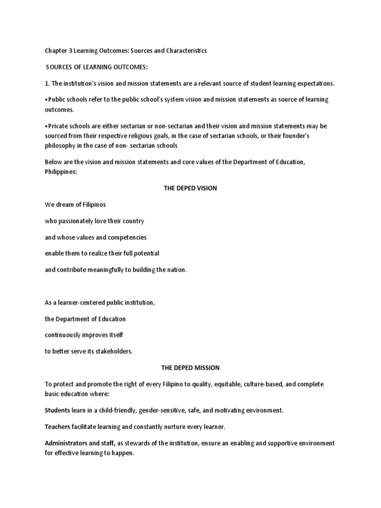 CHAPTER 3 Learning Outcomes and CMOs | PDF | Teacher Education | Teachers