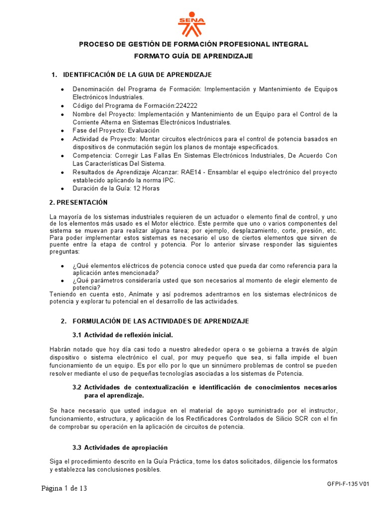 Guía Práctica EL SCR | PDF | Energia electrica | Electrónica
