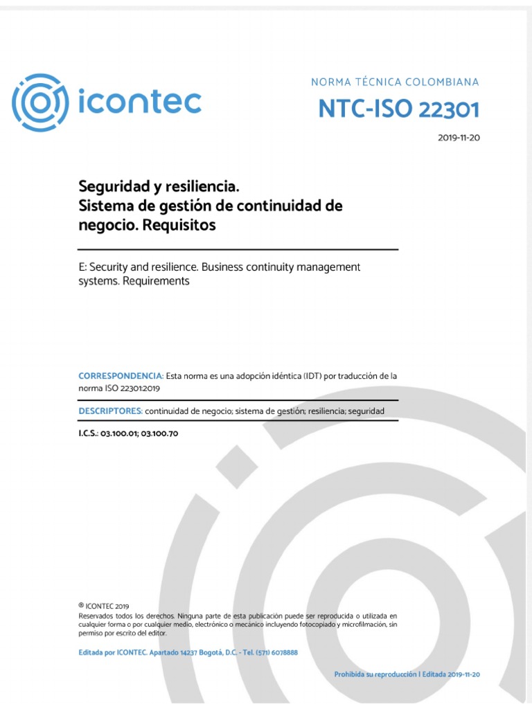 Ntc-Iso 22301 2019 | PDF
