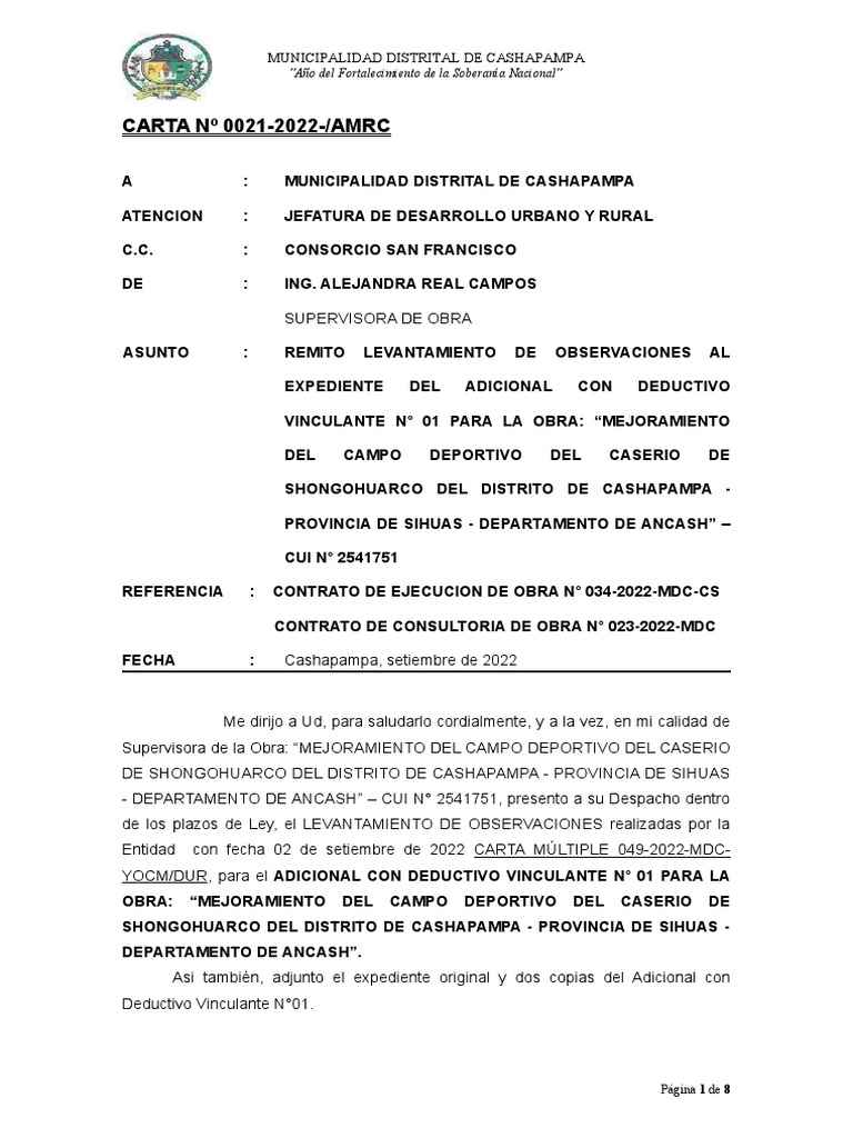 Informe #003 Adicional Con Deductivo Vinculante 1 | PDF | Presupuesto