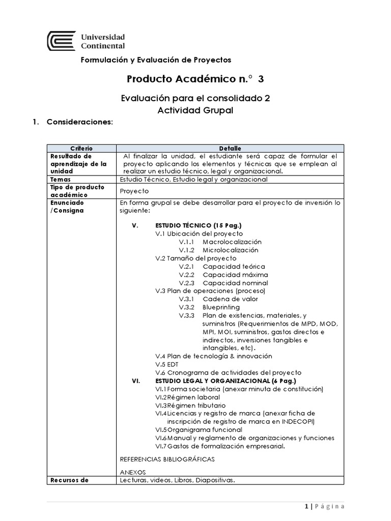 Producto Académico N.° 3: Evaluación para El Consolidado 2 Actividad Grupal | PDF | Evaluación ...
