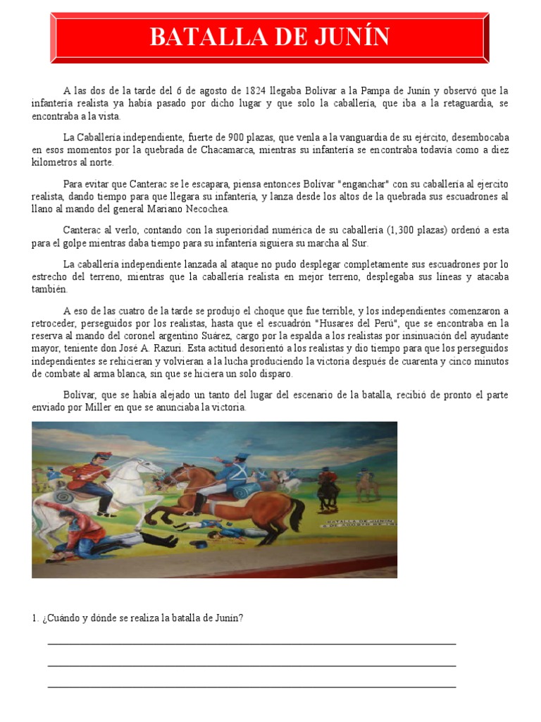 Batalla de Junín: Resumen y Claves | PDF | Conflictos | Operaciones ...