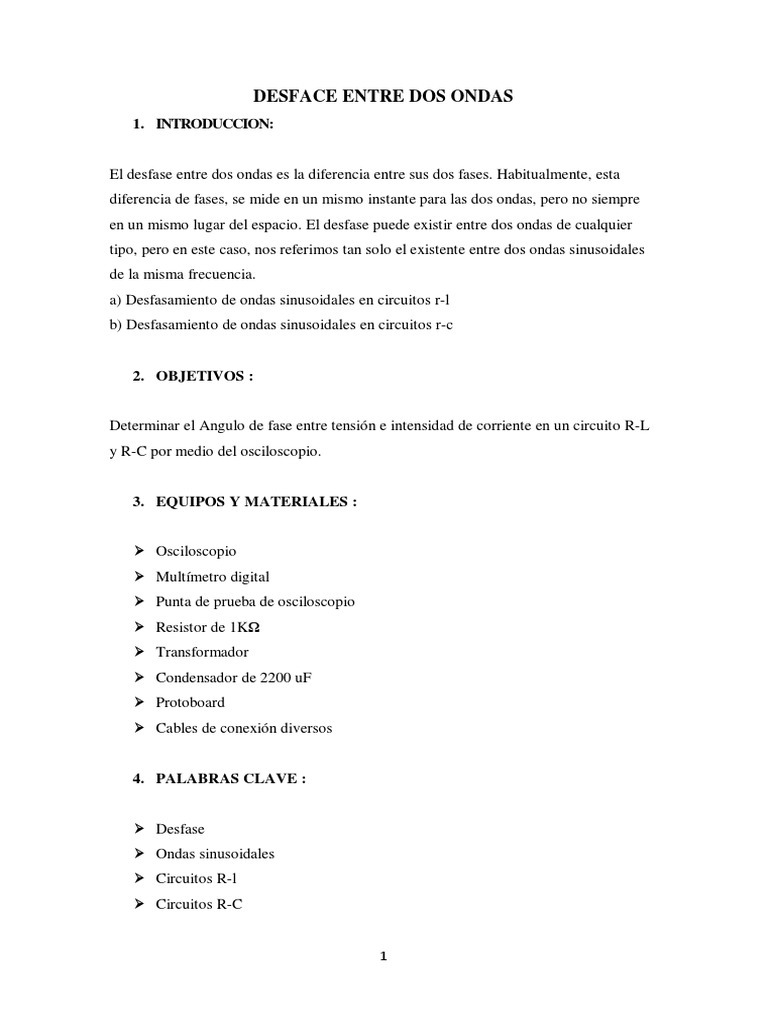 Desface Entre Dos Ondas | PDF | Ciencia y matemáticas | Tecnología