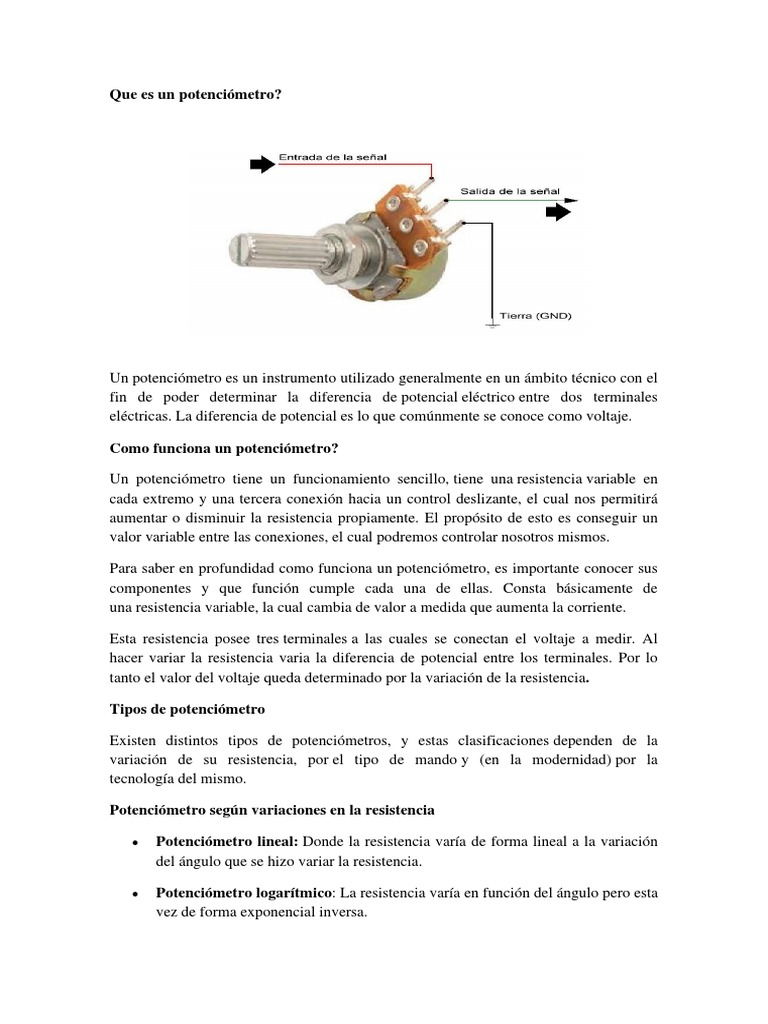 Que Es Un Potenciómetro | PDF | Resistencia Eléctrica y Conductancia ...
