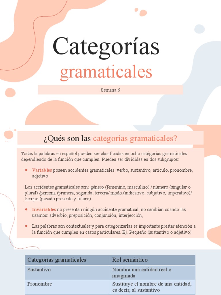 Clasificación de categorías gramaticales | PDF | Sustantivo | Verbo