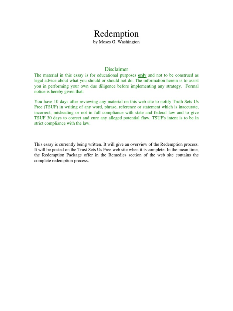 Understanding Redemption Notices | PDF
