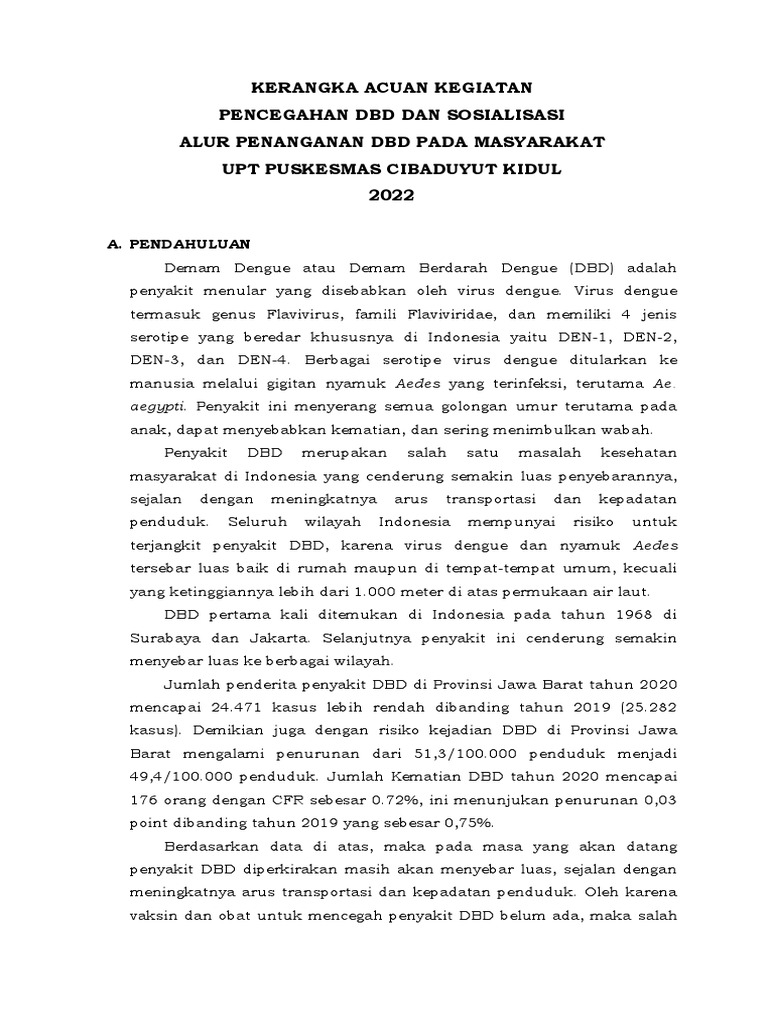 KAK Alur Pelaporan DBD Revisi | PDF | Ilmu Sosial | Kesehatan Holistik