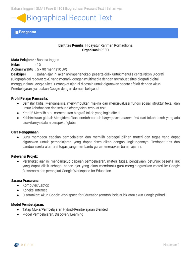 Biographical Recount | PDF