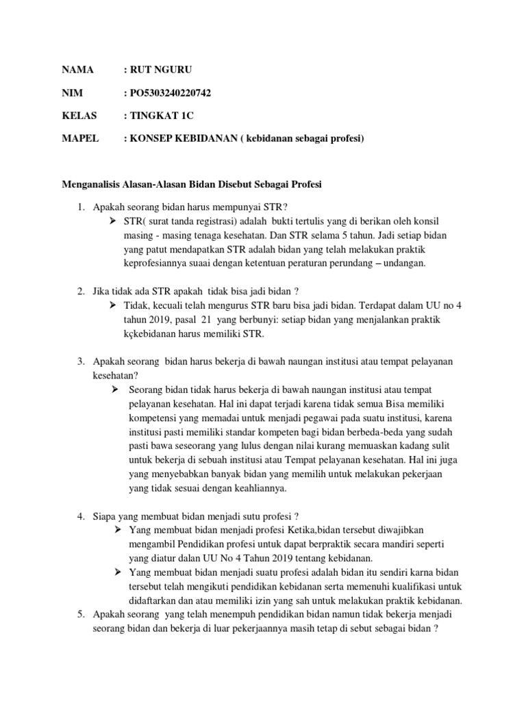 Konsep Bidan Sebagai Profesi | PDF