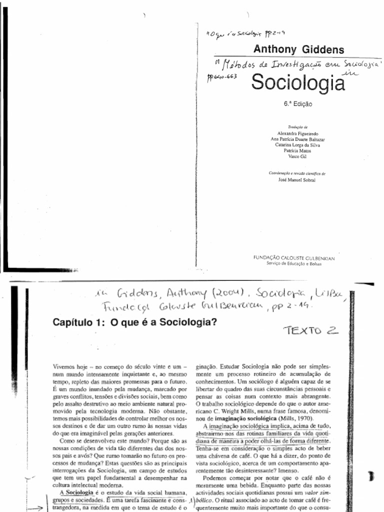 O Que É A Sociologia - Giddens 2004 | PDF | Sociologia | Émile Durkheim