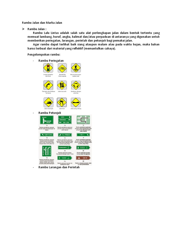 Rambu Jalan Dan Marka Jalan | PDF
