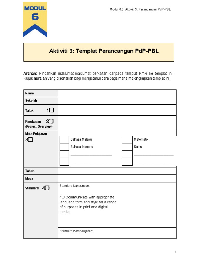 Toolkit 6.2 - Aktiviti 3 Templat Perancangan PDP-PBL BAHASA INGGERIS ...
