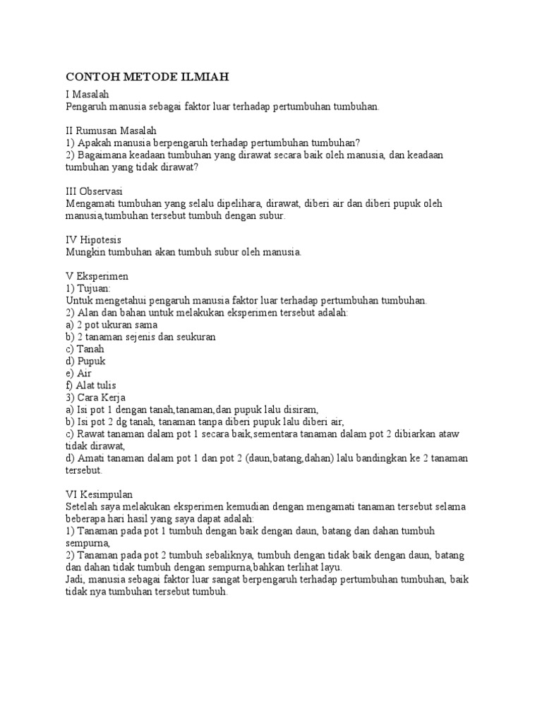 Contoh Metode Ilmiah | PDF